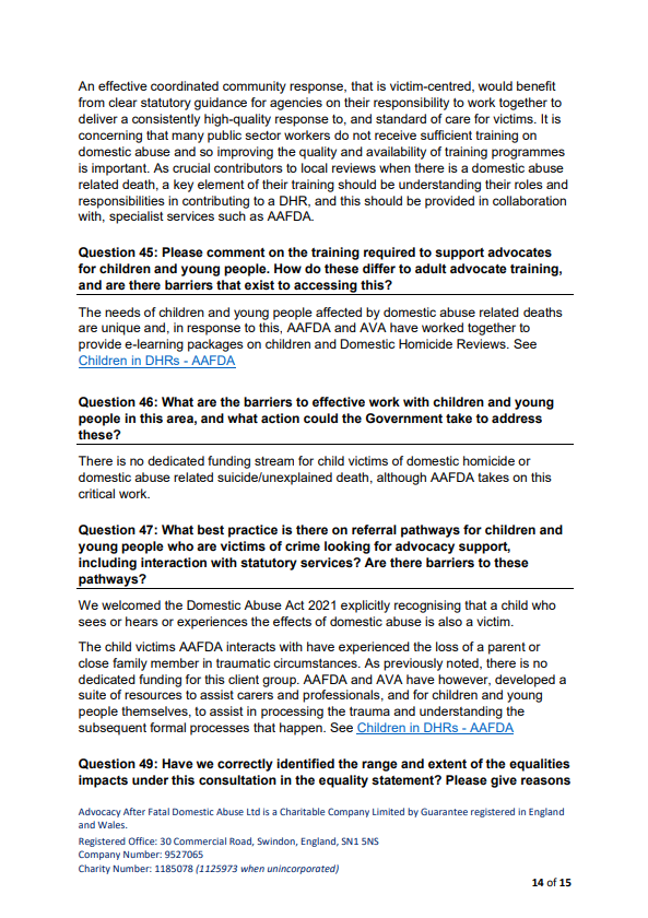 AAFDA’s response to the Victims’ Bill consultation - AAFDA